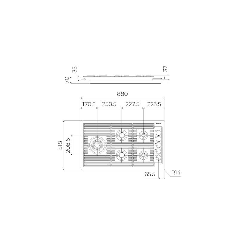 OUTLINE GAS H25, Gas hobs