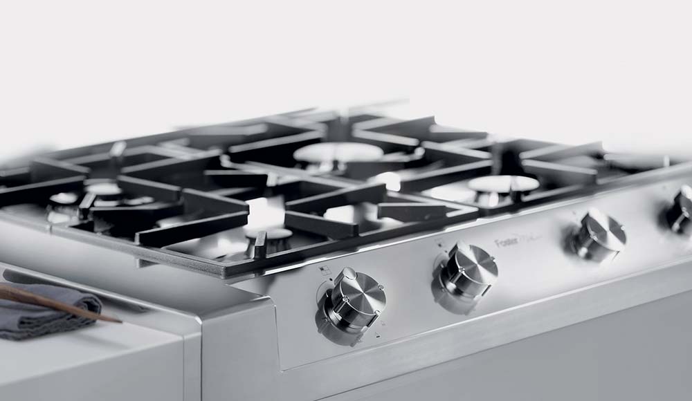 gas hobs satin finish, stainless steel AISI - brushed trim